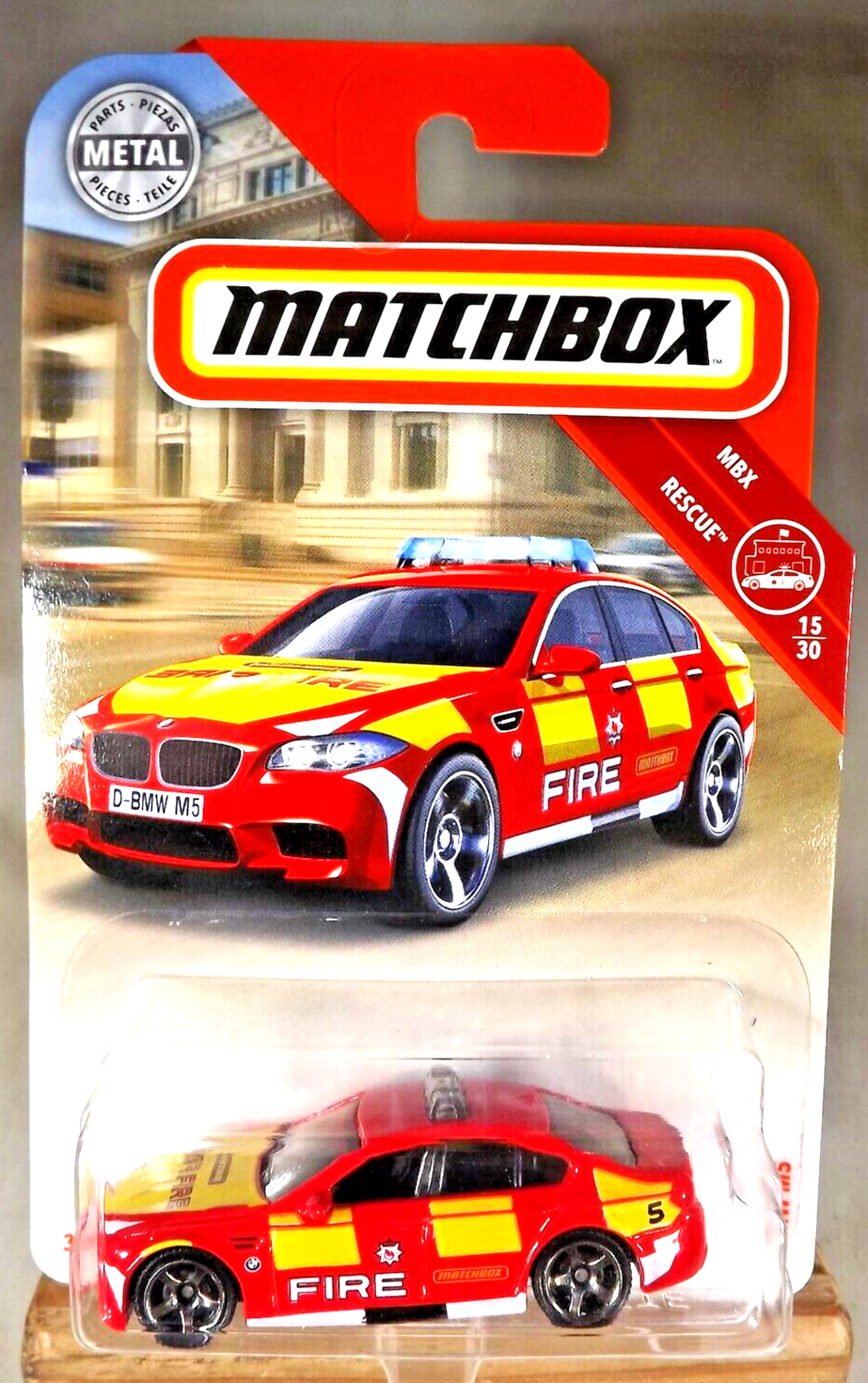 2018 Matchbox 68/125 MBX Rescue 15/30 BMW M5 Red-Yellow w/Dark Chrome 5 ...