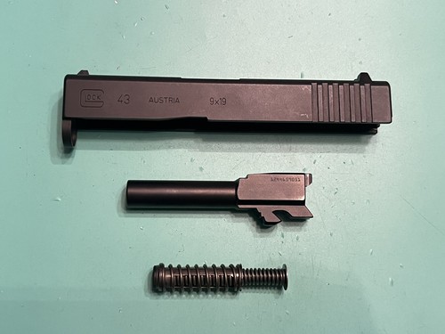 USED OEM GLOCK 43 COMPLETE SLIDE BARREL GUIDE ROD RECOIL SPRING BLACK ...
