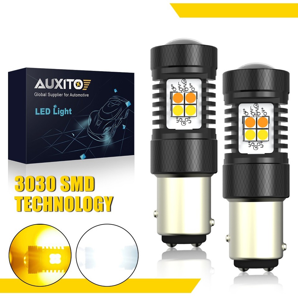 White Amber Dual Color Switchback 1157 LED 2PCS Front Turn Signal Lamp ...