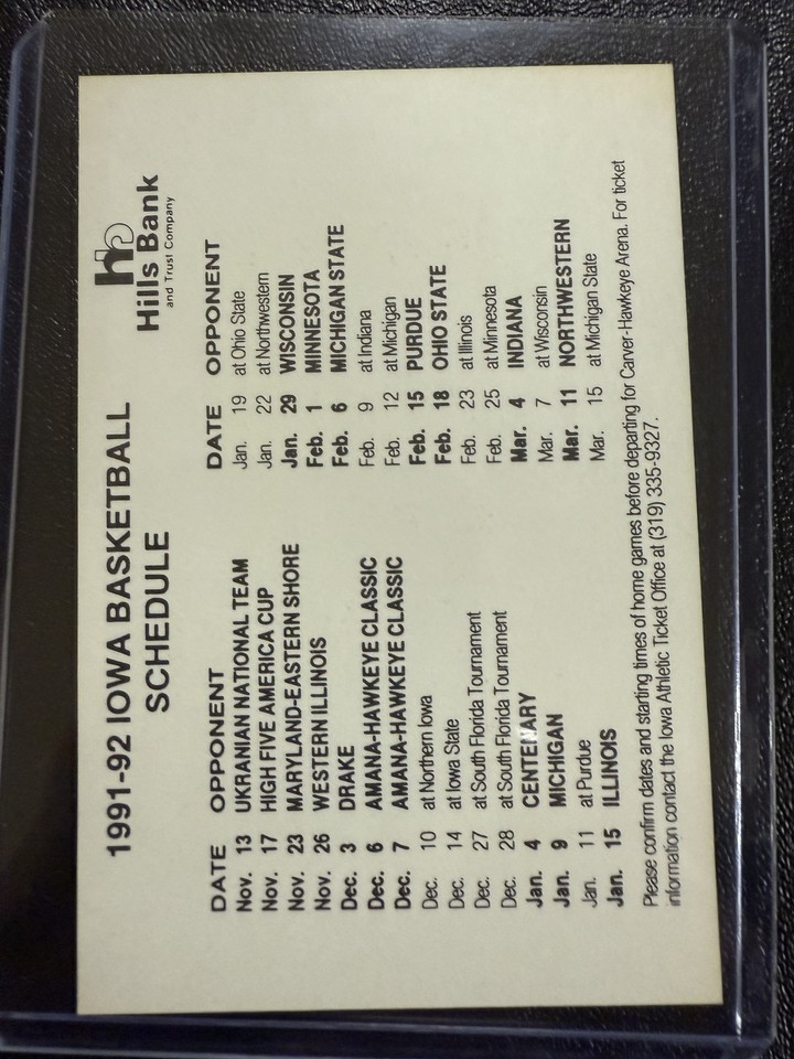 James Moses University of Iowa basketball trading card 1991-1992 | eBay UK