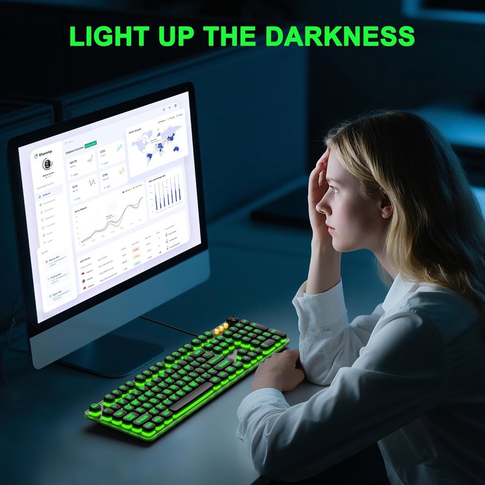 Large Print Backlit Keyboard, Wired USB Lighted Computer Keyboards with ...