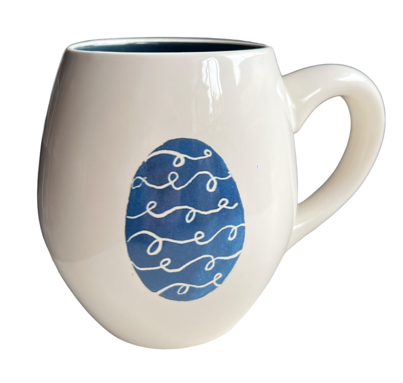 Rae Dunn Artisan Retired Mug Happy Easter Blue Squiggly Egg Cup Tea ...