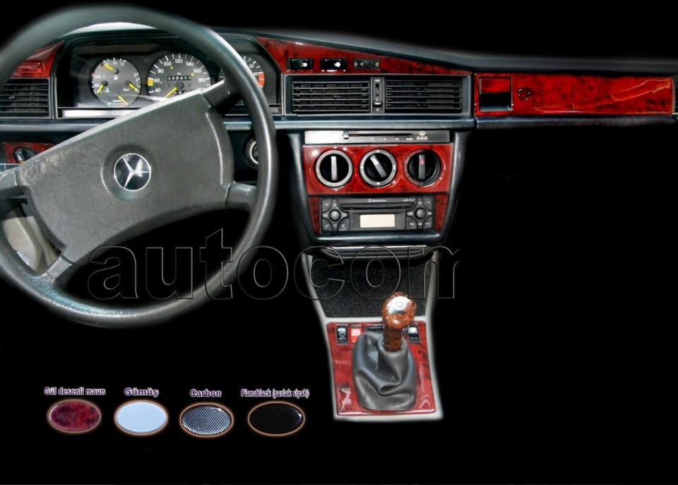Wood Look Dash Trim Kit for 1982-1993 Mercedes W201 Auto Interior Panel ...
