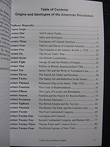 Origins and Ideologies of the American Revolution: Course Guidebook ...