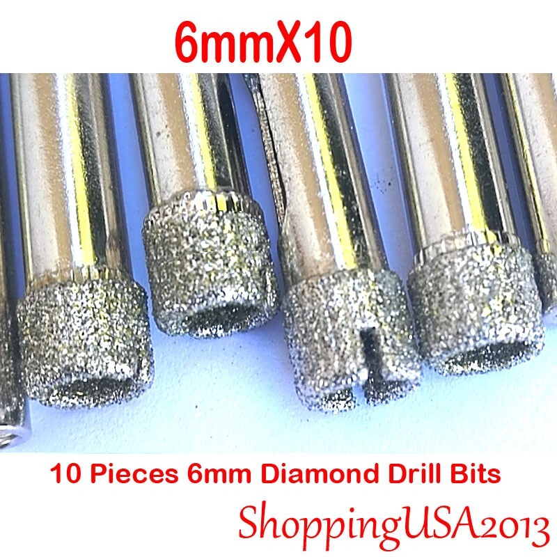 10pcs 6mm Diamond Drill Bits Set Hole Saw Cutter Glass Marble Cermaic ...