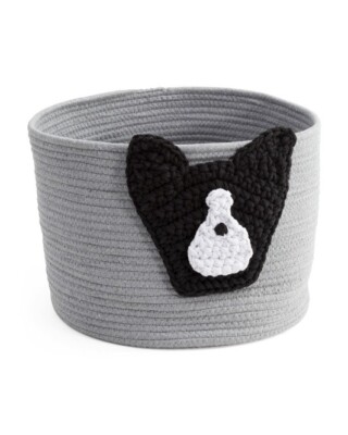 TAYLOR MADISON DESIGNS BOSTON TERRIER FRENCHIE CROCHET ROPE STORAGE BIN ...