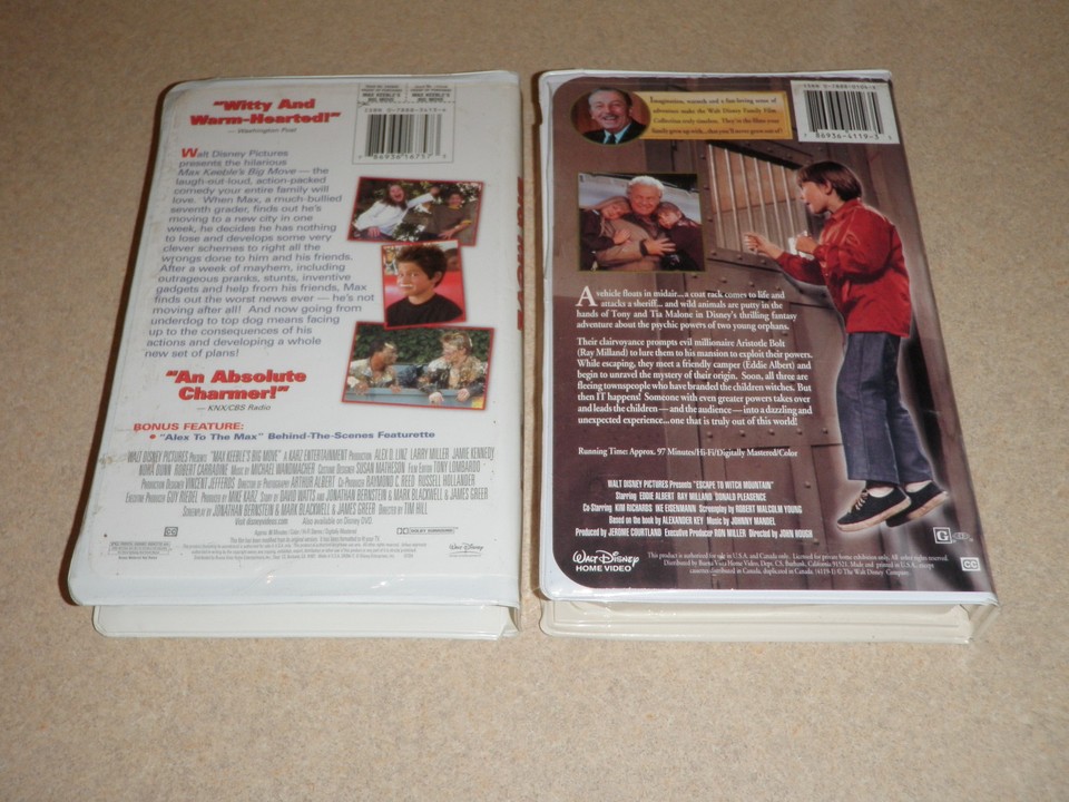 Disney's 2002 Max Keeble's Big Move & 1996 Escape To Witch Mountain VHS ...