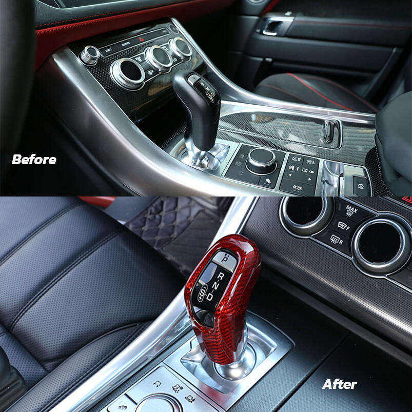 1P Real Carbon Fiber Gear Shift Knob Cover Trim For Land Range Rover ...