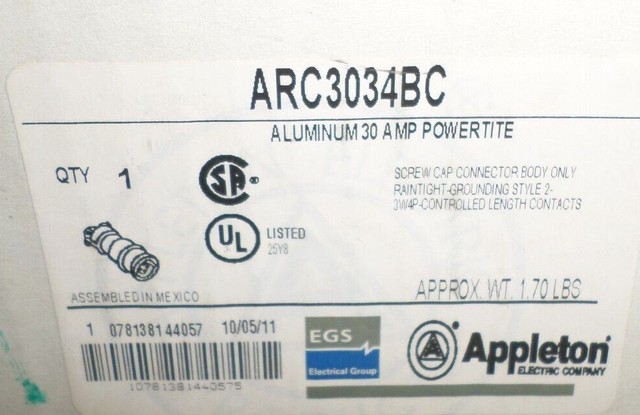 Appleton ARC3034BC N 30a 4 Wire 3 for sale online | eBay