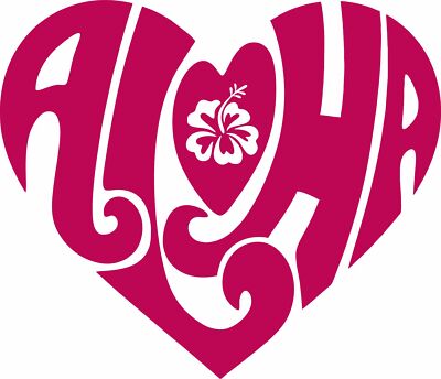 Aloha Heart Vinyl Decal Sticker Car, SUV, Bumper, Window, Phone, Tablet ...