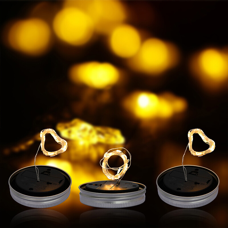 Mason 20 LED Jar Lid Lights Solar Powered Fairy Star String Garden ...