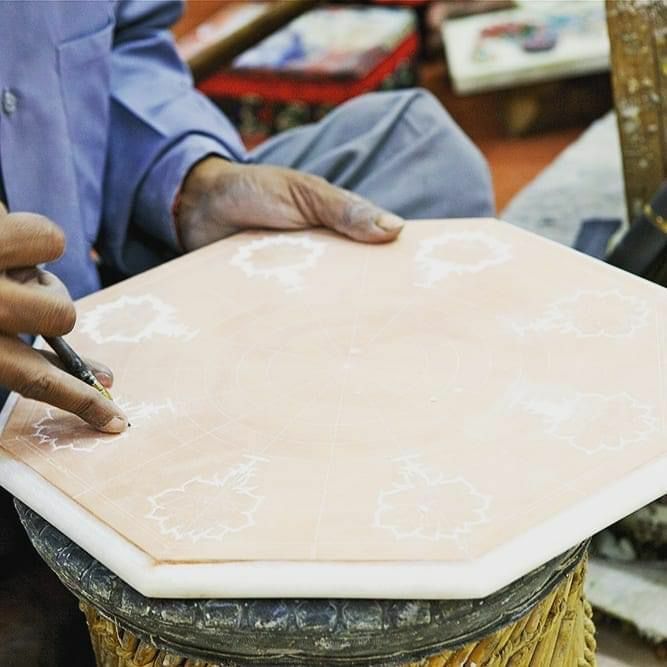 12" Mármol Lado Table Top Cornalina Pietra Dura Handmade Incrustación ...