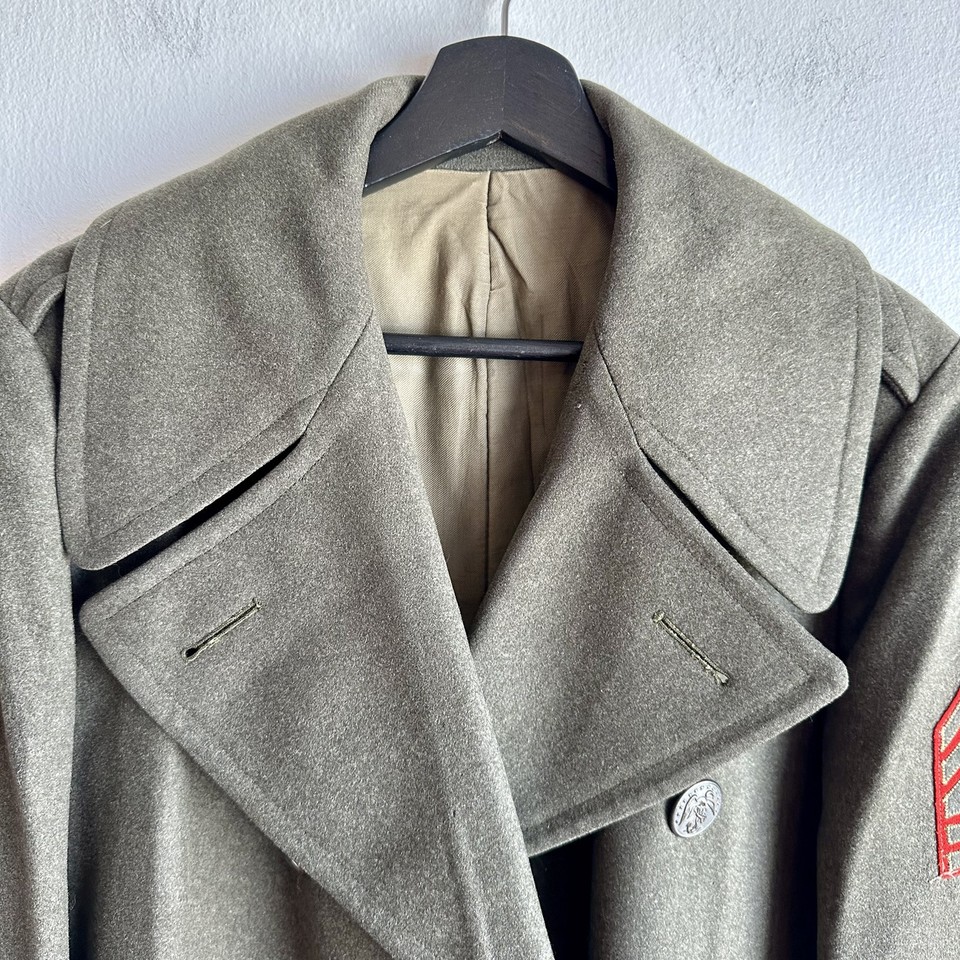 WWII USMC Marine Corps Overcoat Trenchcoat Mint Named Patched | eBay