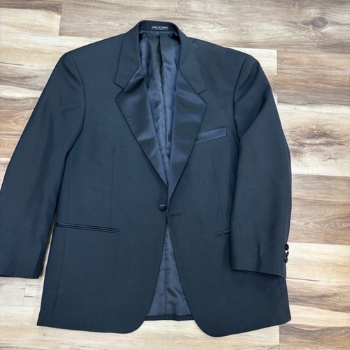 Black Tuxedo Jacket Mens 40S Wool Gerald Austin 1 Button | eBay
