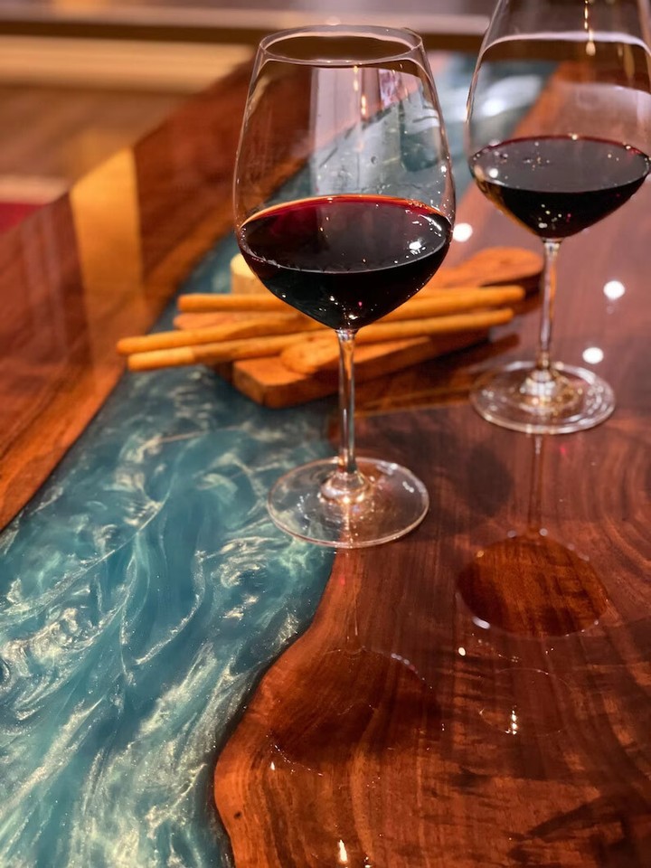 River Epoxy Kitchen Counter Slab, Sink Console Bar Slab, Wooden ...