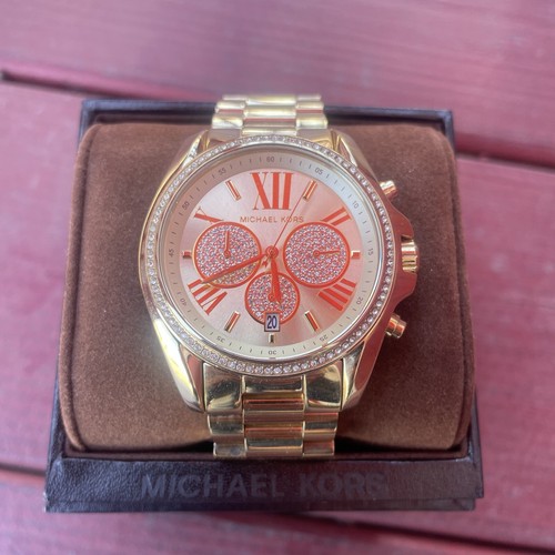 Michael Kors Bradshaw MK6538 Gold Tone 43mm Crystal Pave Dial Unisex ...