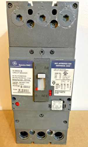 GE Spectra RMS HI-BREAK Circuit Breaker SFHA36AT0250 250Amp 600VAC ...