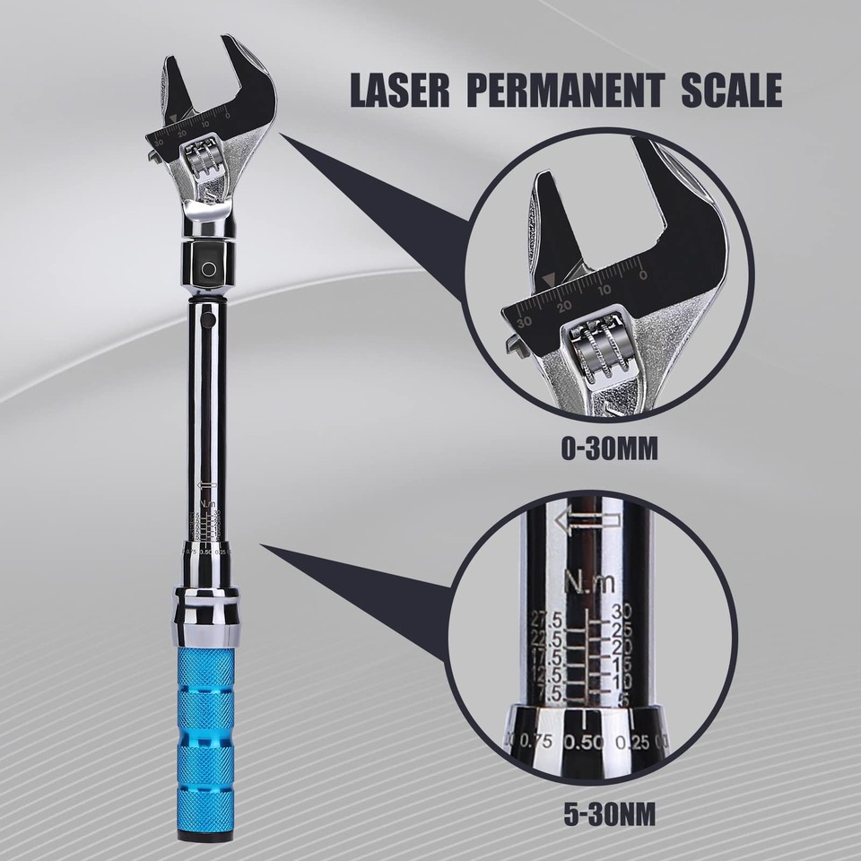 Adjustable Torque Wrench, 5 to 30 Nm 30mm Open End Torque Wrench with ...