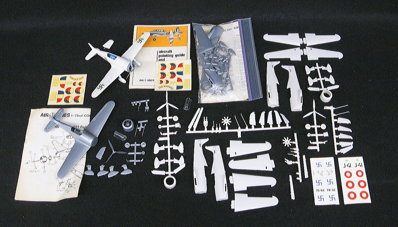 THREE (3) Air Lines Models 1/72 FOKKER D.21 Fighers with 2 Built Ups ...