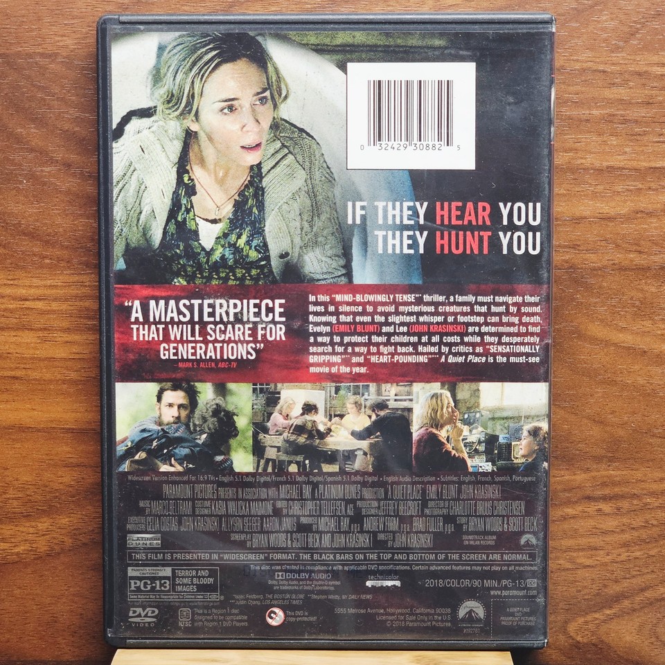 A Quiet Place DVD John Krasinski Emily Blunt 2018 Horror Thriller SciFi ...