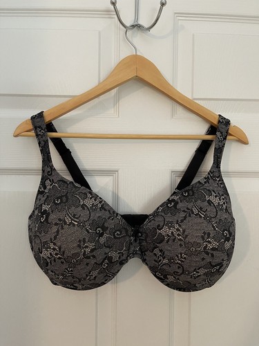Bali Womens 40DD Floral Black Beige Underwire Padded Sexy Bra Excellent ...