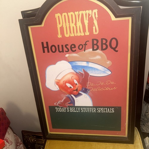 Vintage Porky Pig | Porkys House of BBQ | Sign Plaque Chalkboard ...