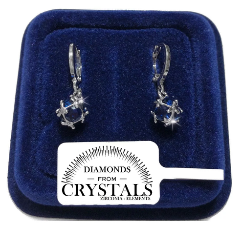 Punto Luce Pallina Orecchini pl.oro Blu 18K con cristalli Zirconi Donna ...