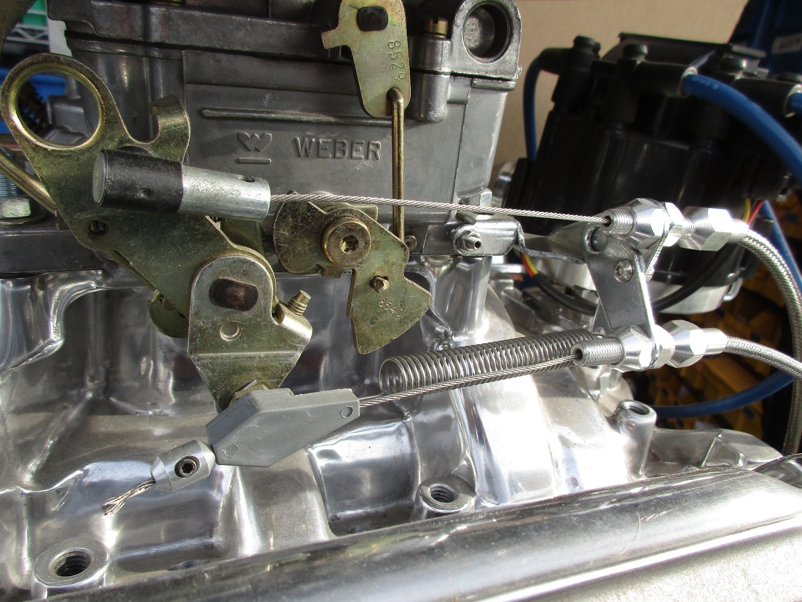 STAINLESS STEEL THROTTLE/ 700R4 KICK DOWN CABLE & BRACKET HOT ROD #6054 ...