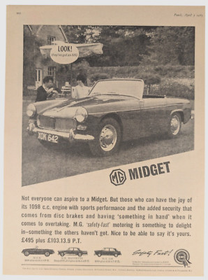 MG Midget Sportscar MGB 1100 Magnette 1963 Punch UK PRINT AD ~8.5x11 ...