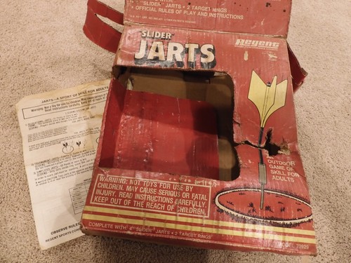 VINTAGE SLIDER JARTS LAWN DART GAME WITH INSTRUCTION SHEET (EMPTY BOX ...