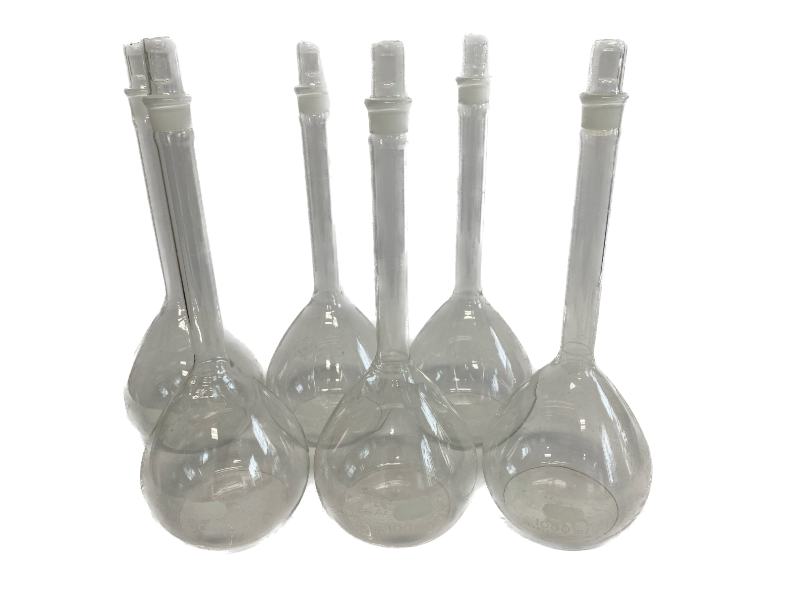 (6) Corning Pyrex Class A Glass TC 1000mL Volumetric Flask w/#22 ...