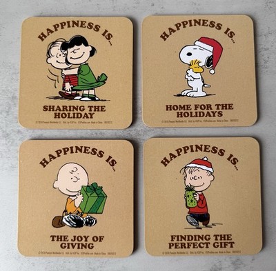 4 Peanuts Character Christmas Coasters Happiness Is 2018 | eBay