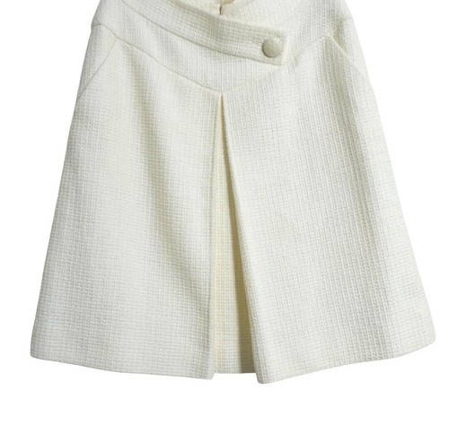 Gonna svasata donna CHANEL tweed bianca al ginocchio logo CC Mark ...