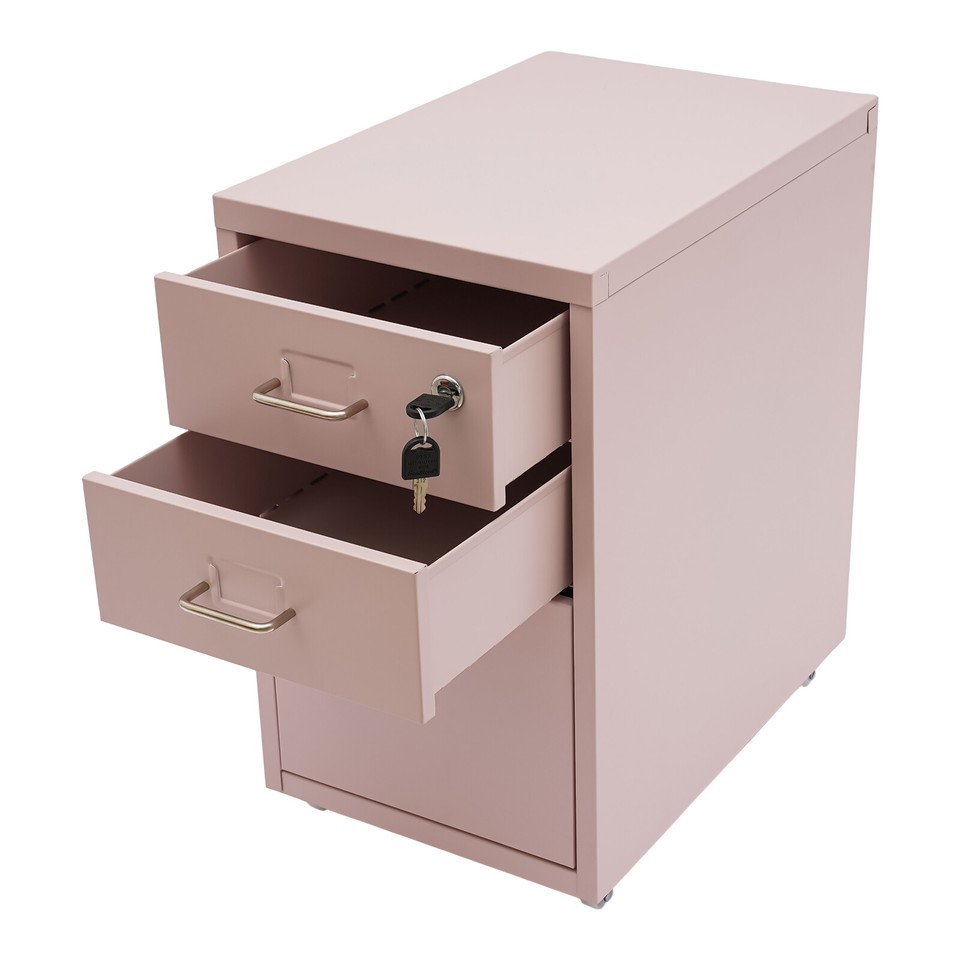 Vertical File Cabinet, Metal Mobile File Cabinet with Lock Pink Filing ...