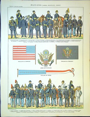 Antique Print - (Weapons, Flags, Army) UNITED STATES | eBay