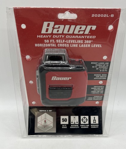Bauer 50ft Self Leveling 360 Degree Horizontal Cross Line Laser Level ...