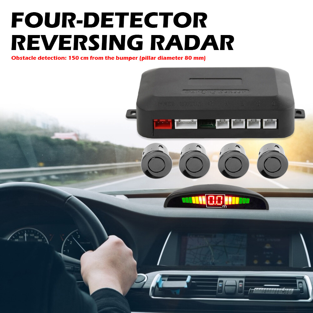4 Sensors LED Display Car Parking Sensor Kit Radar Monitor System (Grey ...