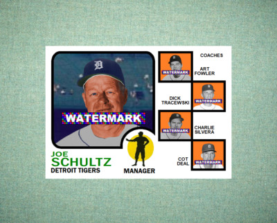 Joe Schultz Detroit Tigers 1973 Style Custom Baseball Art Card | eBay