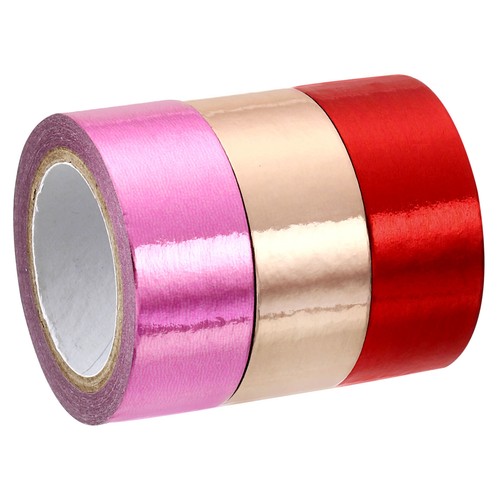 Metallic Washi Tape 15mmx5m, 3 Pack Art Tapes Self-Adhesive Pink, Red ...