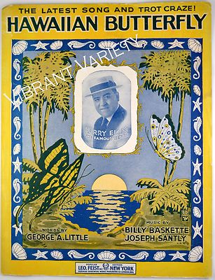 Hawaiian Butterfly Art By Rosenbaum Studios Harry Ellis 1917 sheet ...