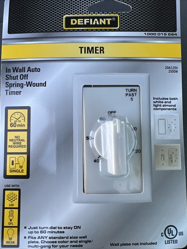 Defiant Auto Shut Off 60-Minute In-Wall Spring Wound Loaded Countdown ...