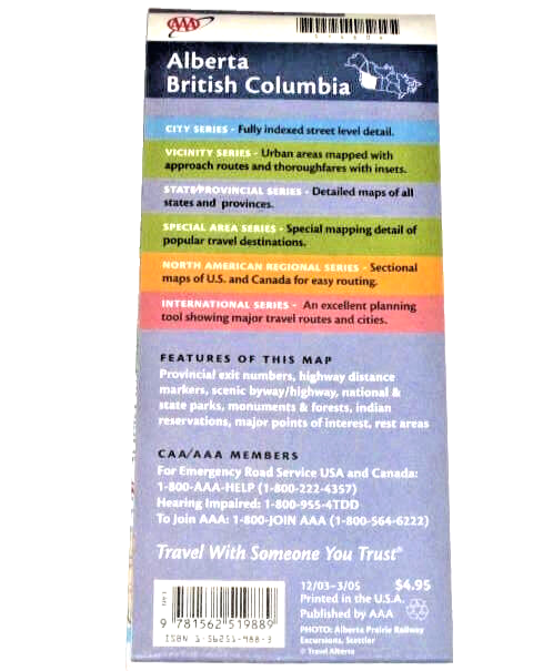 Canada Alberta & British Columbia AAA/CAA State/Provincial Series Map ...