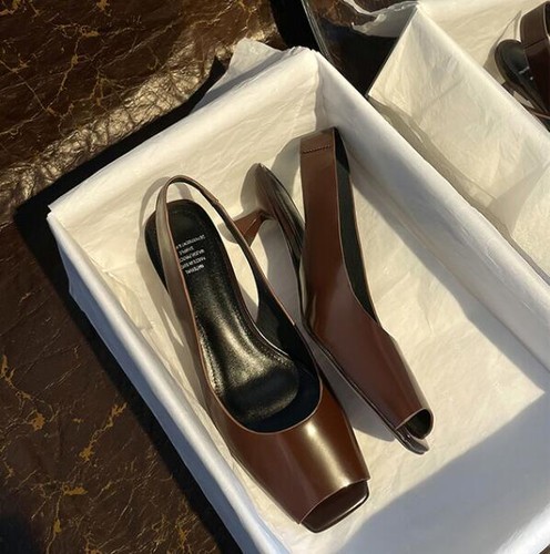 Peep Toe Genuine Leather Slingback Kitten Heels for Women Comfy OL ...