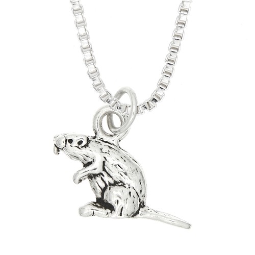 Sterling Silver Beaver Charm with Box Chain Necklace | eBay