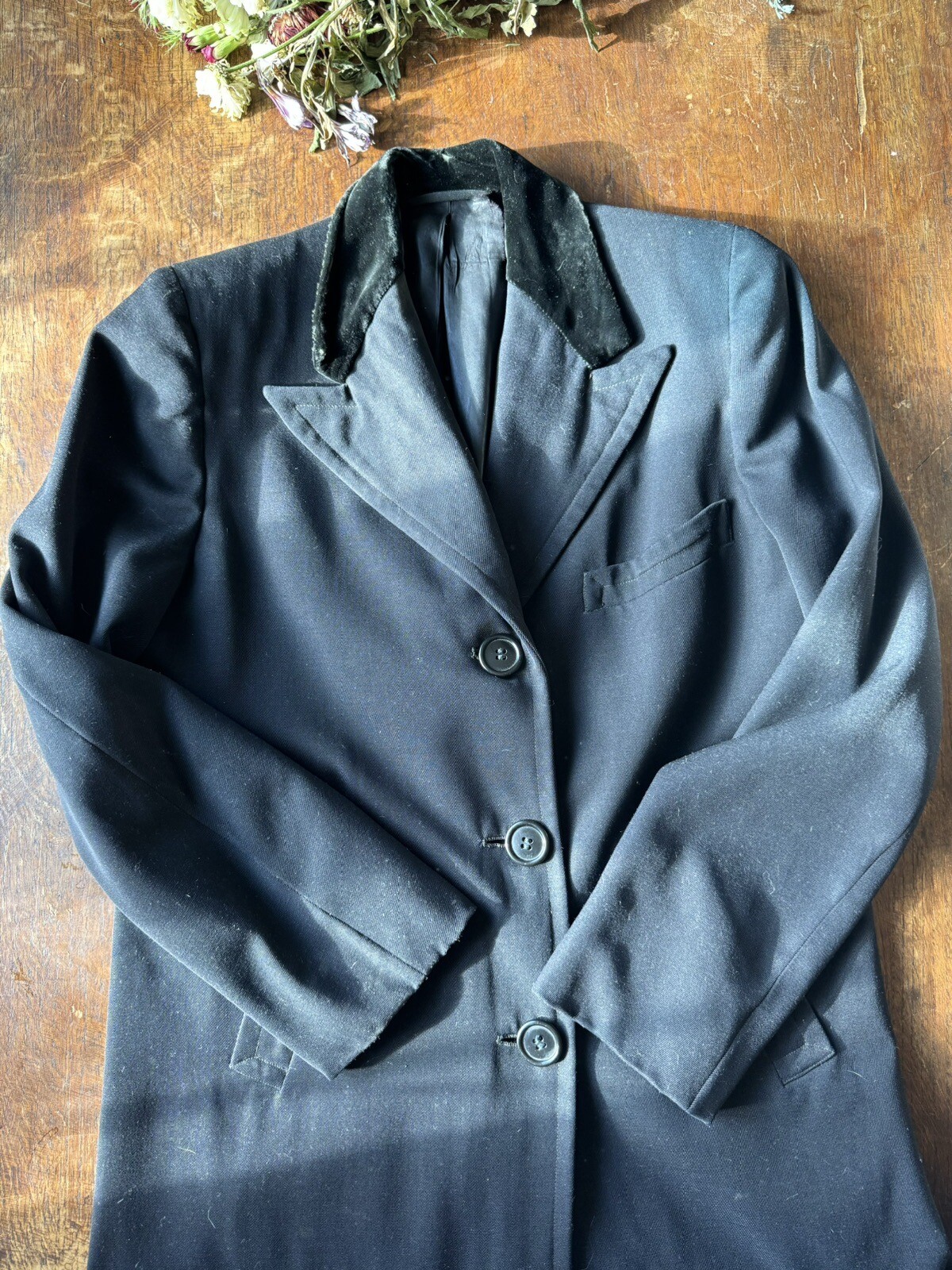 Vintage Edwardian 1920s Dress Coat Formal Black Colla… - Gem