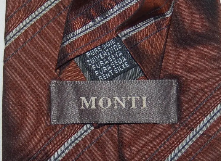 Monti Men's Tie Brown Gray Silk Striped Jacquard Necktie | eBay