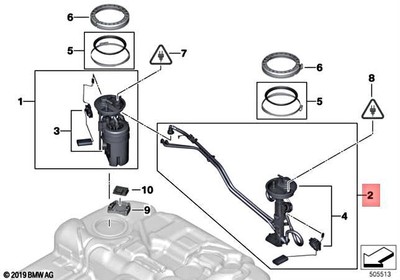 Original BMW X5 E70 X6 E71 06- Delivery Unit W Fuel Level Sensor LH ...