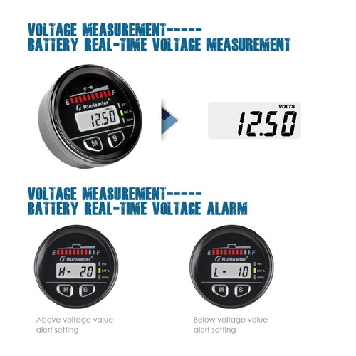 Digital Battery Fuel/Hour Meter/Volt Meter Gauge,Alarm Remind Forklift ...