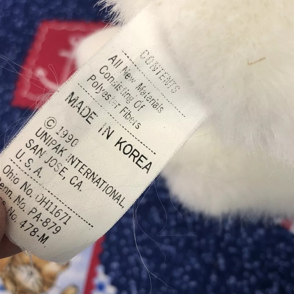 Unipak Realistic Vintage 1990 White Cat Grey Eyes Kitty Plush Stuffed ...