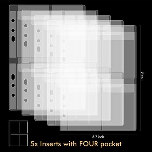 10 Sheet Binder Pockets Inserts with 10pcs Four Grids Page Protectors ...
